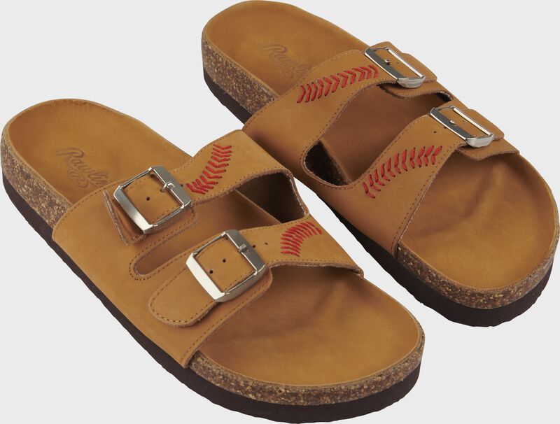 Women's Rawlings Baseball Stitch Leather Slides | Rawlings