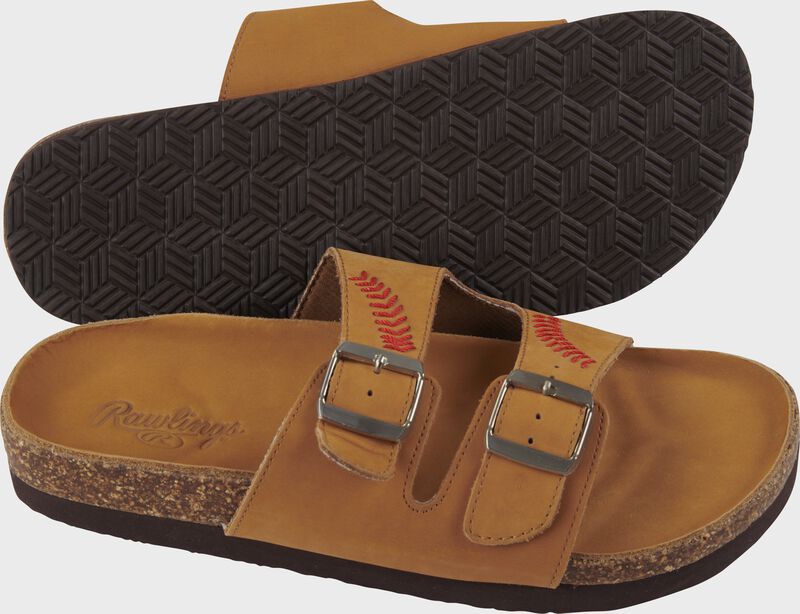 Women's Rawlings Baseball Stitch Leather Slides | Rawlings